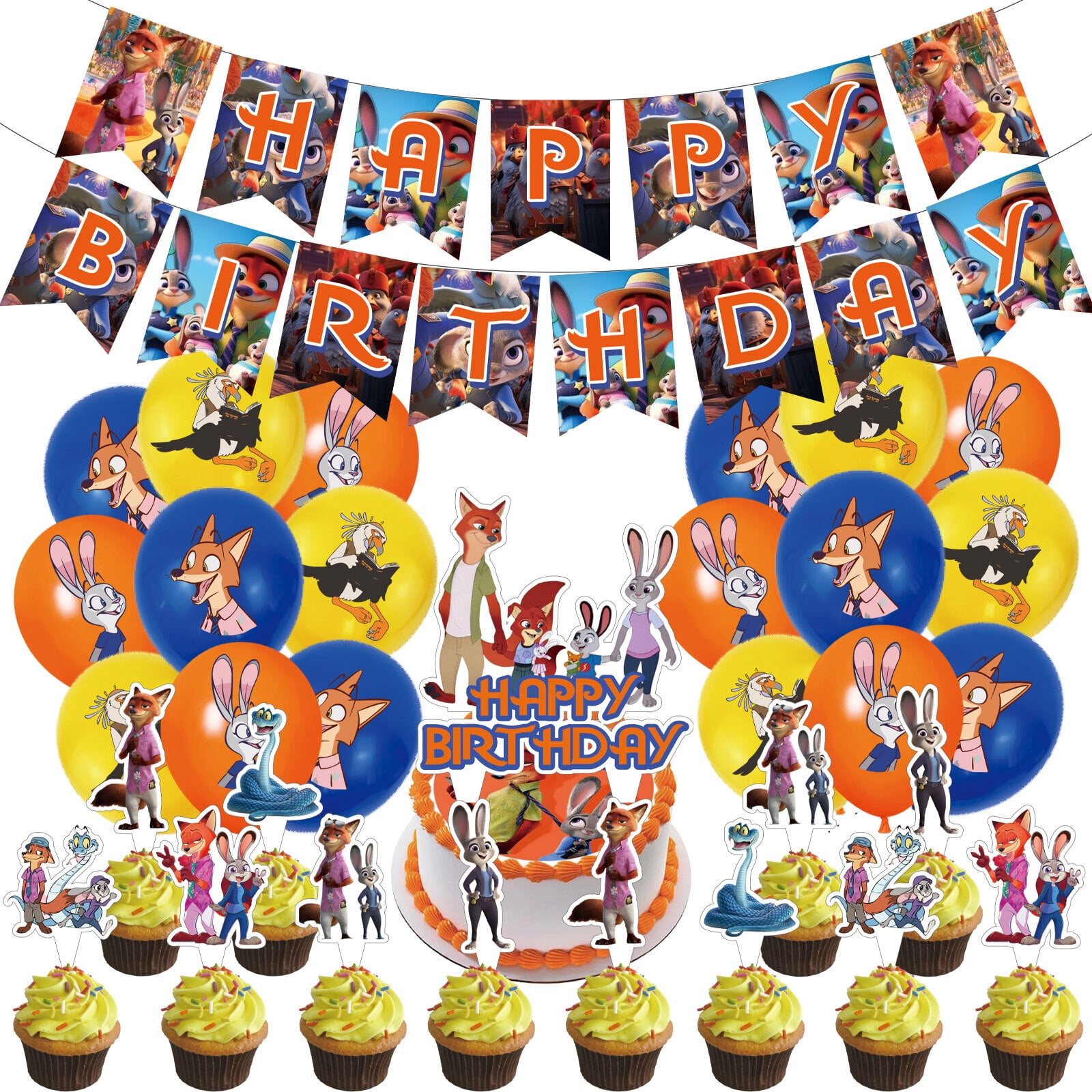 32 Pcs For Zootopia Theme Birthday Party Decorations,With 1 Happy ...