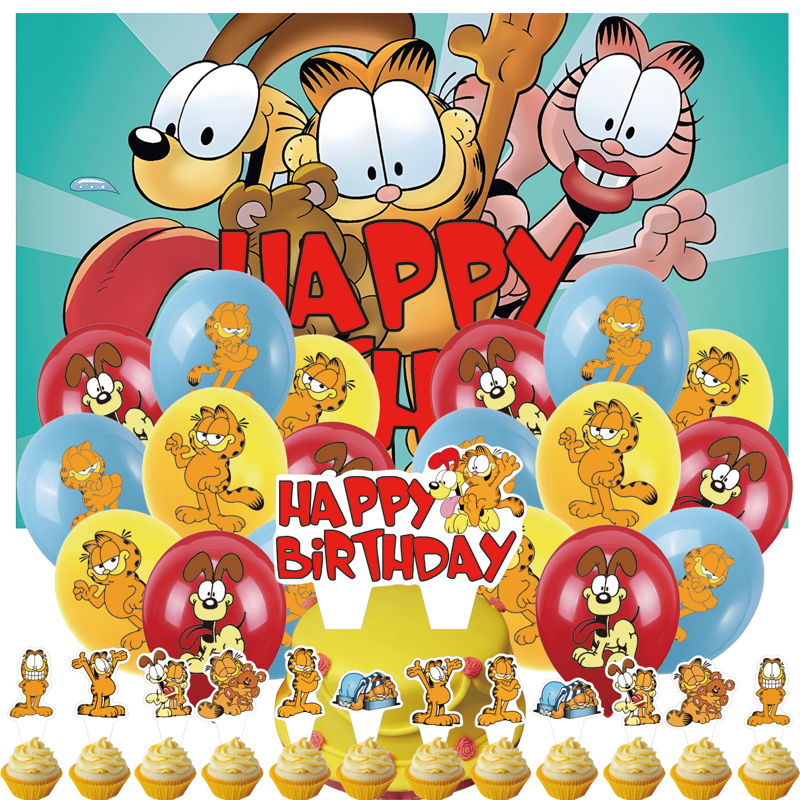 32 Pcs For Garfield Theme Birthday Party Decorations Set with 13 ...
