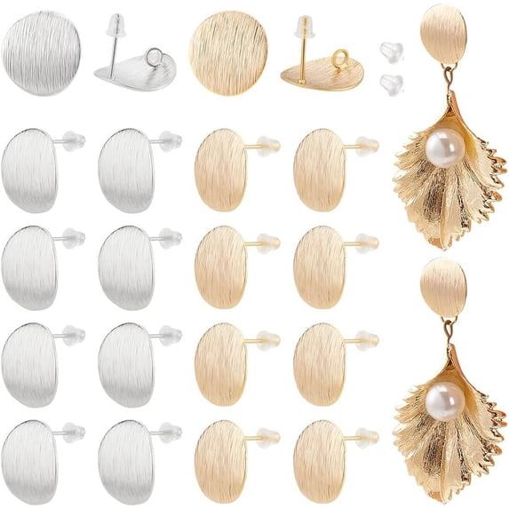 32 Pcs Gold Plated & Platinum Plated Earring Studs Disc Earring with ...