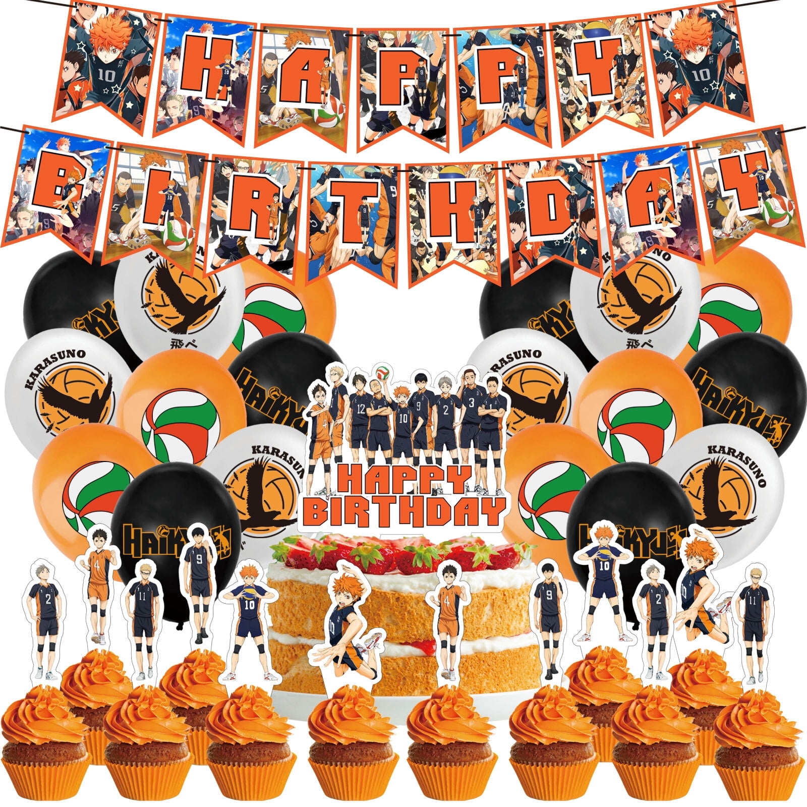 32 Pcs For Haikyuu Theme Birthday Party Decorations Set 13 Cupcake ...