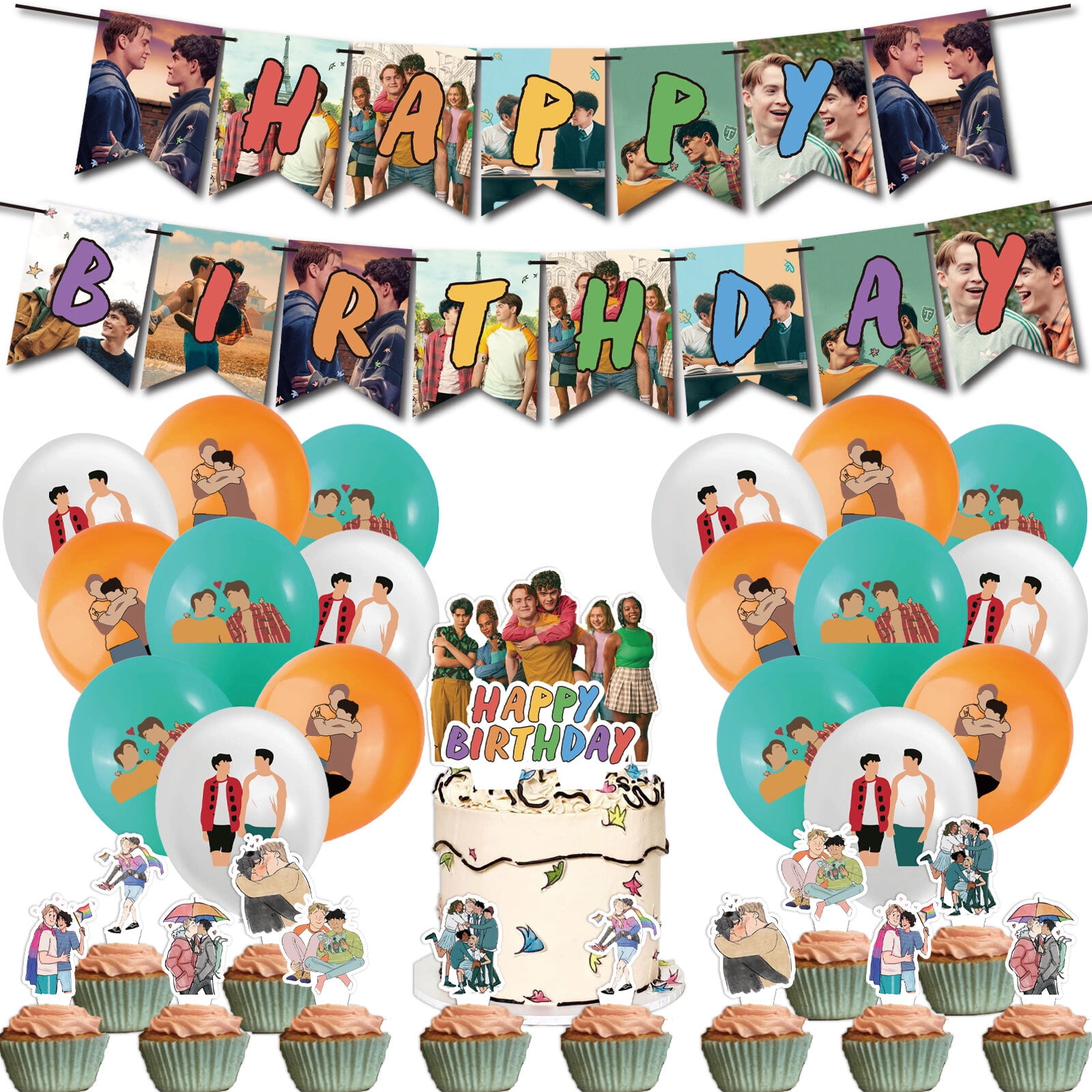 32 Pcs For Heartstopper Cartoon-Themed Party Decoration Set - Includes ...