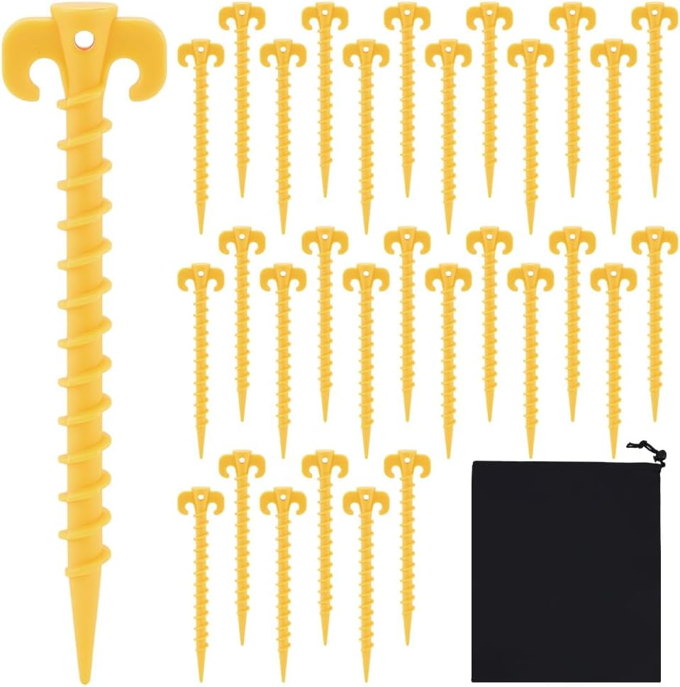 32 Pcs Heavy Duty Plastic Tent Stakes 7.64 Inch Gold Sand Stakes ...