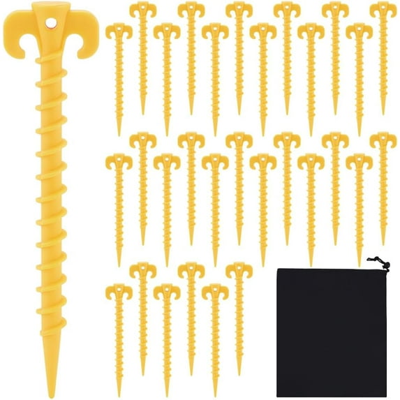 32 Pcs Heavy Duty Plastic Tent Stakes 7.64 Inch Gold Sand Stakes ...