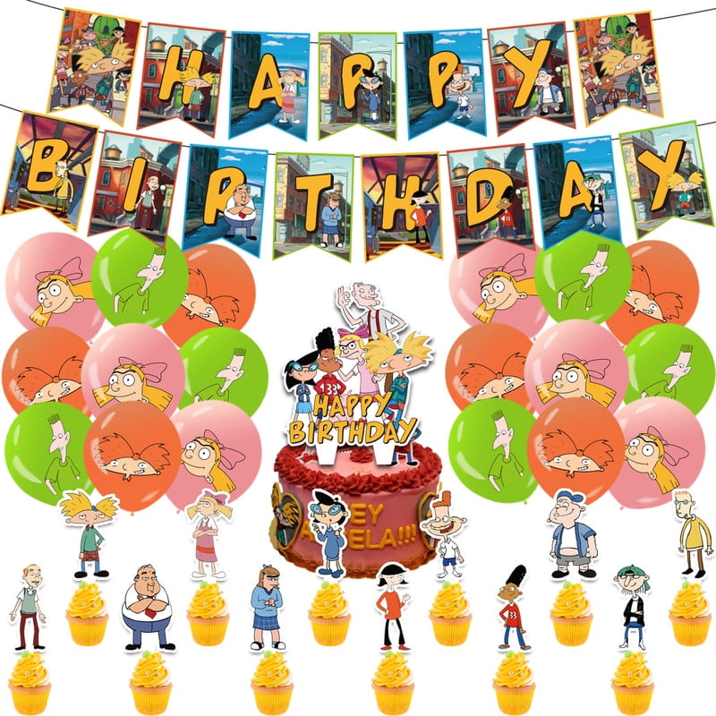 32 Pcs For Hey Arnold Theme Birthday Party Decorations and Supplies Set ...