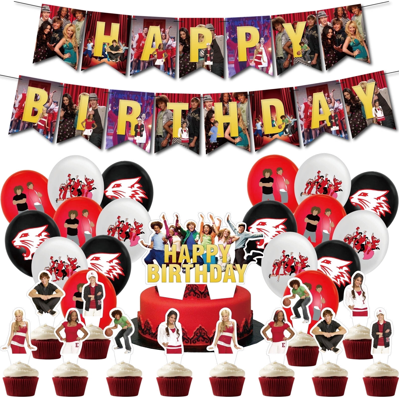 ILQNZCNM 32 Pcs Cartoon-Themed Party Supplies, Banner, Cake Topper ...