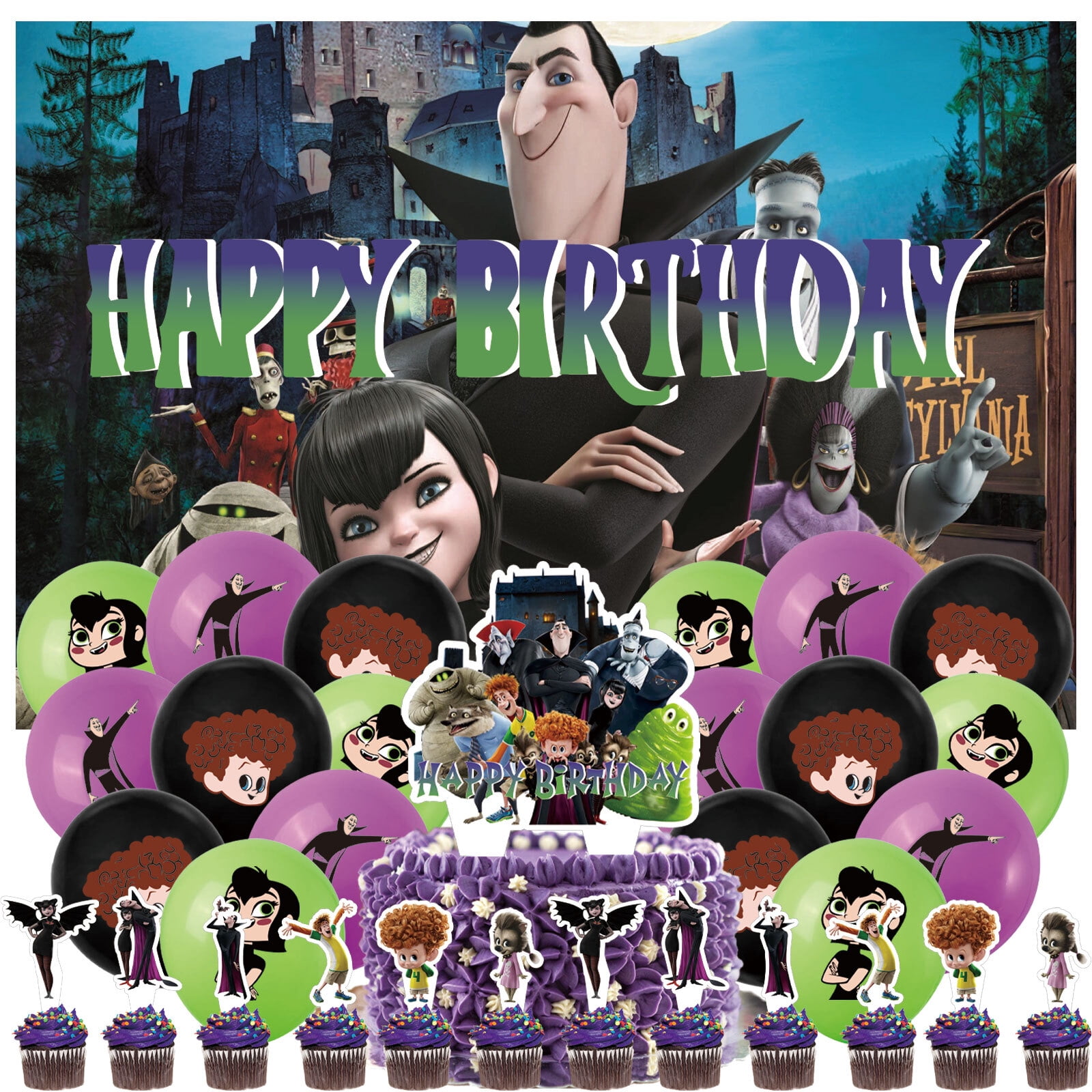 32 Pcs For Hotel Transylvania Cartoon-Themed Birthday Decorations and ...