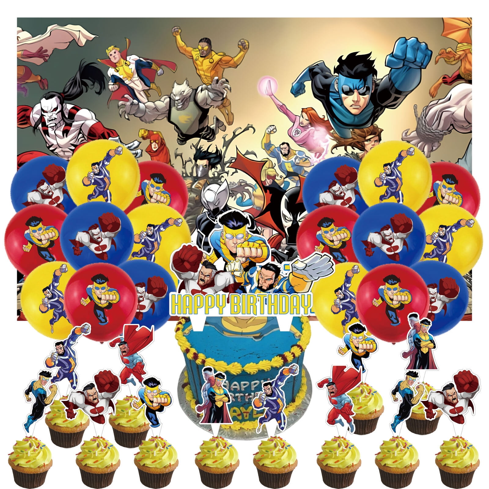 32 Pcs For Invincible Theme Birthday Party Decoration Set - Includes ...