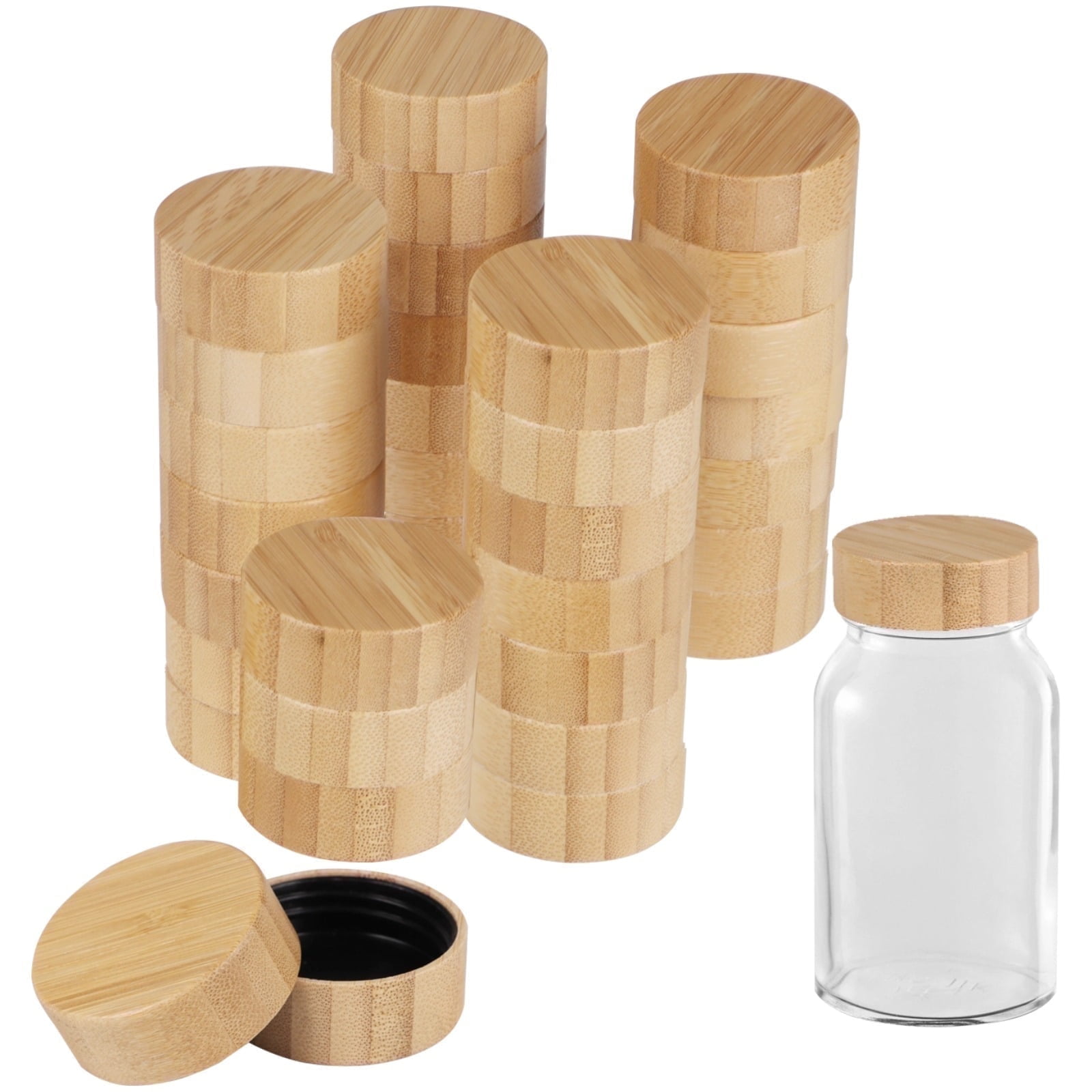 32 Jar Lids, Natural Bamboo Lids, Round Bottle Jar Lids, Wood Lids ...