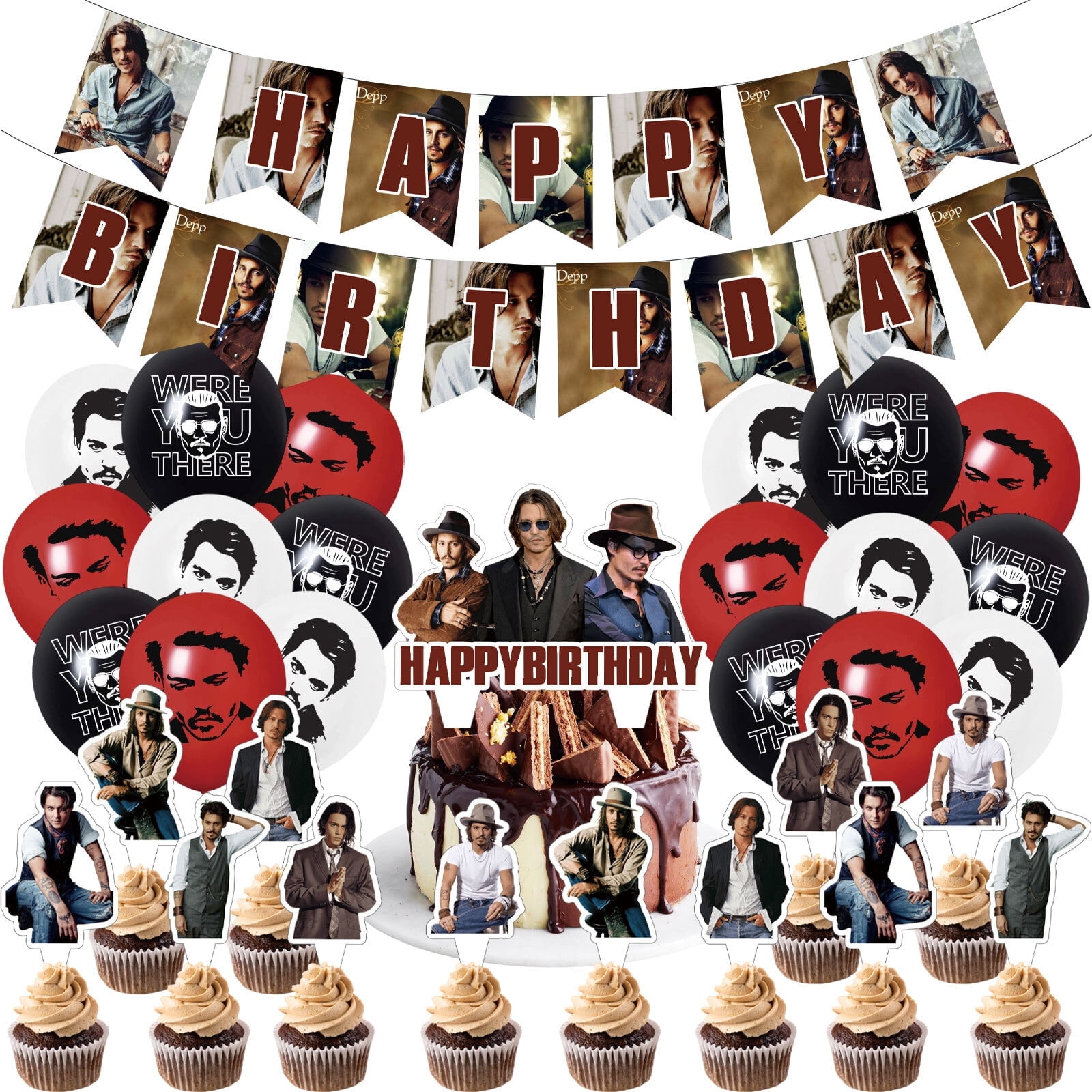 32 Pcs For Johnny Cartoon For Depp-Themed Party Decoration Set ...