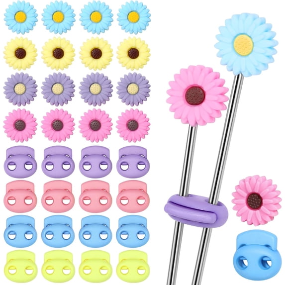 32 Pcs Knitting Needle Stoppers, Cute Daisy Sun Flower Knitting ...