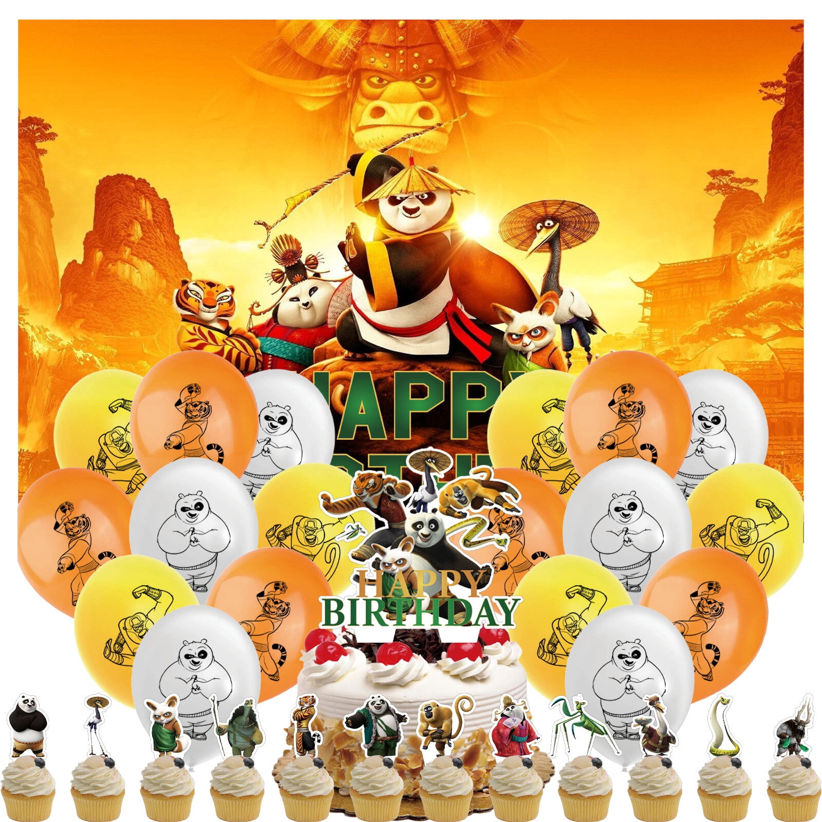 32 Pcs For Kung Fu Cartoon-Themed For Panda Party Decoration Set ...