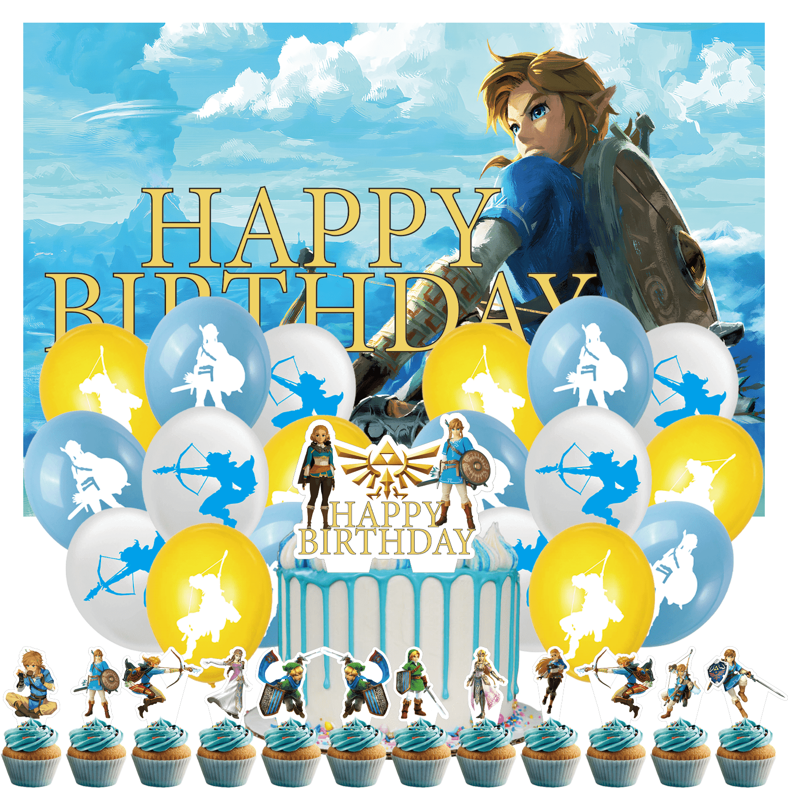 32 Pcs For The Legend of Games Theme Zelda Party Decorations,With 5*3ft ...