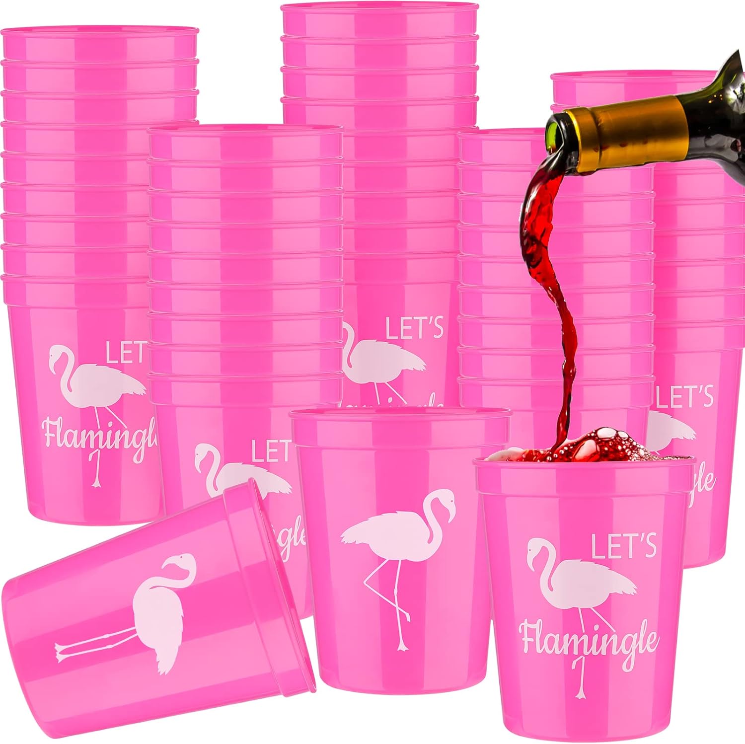 32 Pcs Let's Flamingle Cups 16 oz Stadium Reusable Cups for Flamingo ...