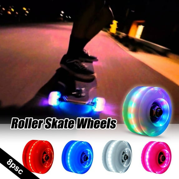 32 Pcs Light Up Quad Roller Skate Wheels with Bearings – 1.3 x 2.3in ...