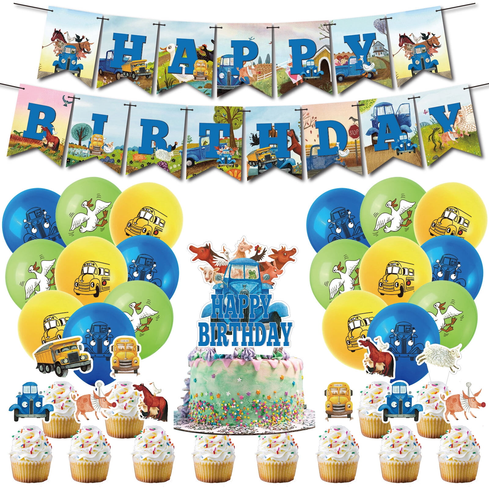 32 Pcs For Little Blue Truck Theme Birthday Party Decorations,With 1 ...