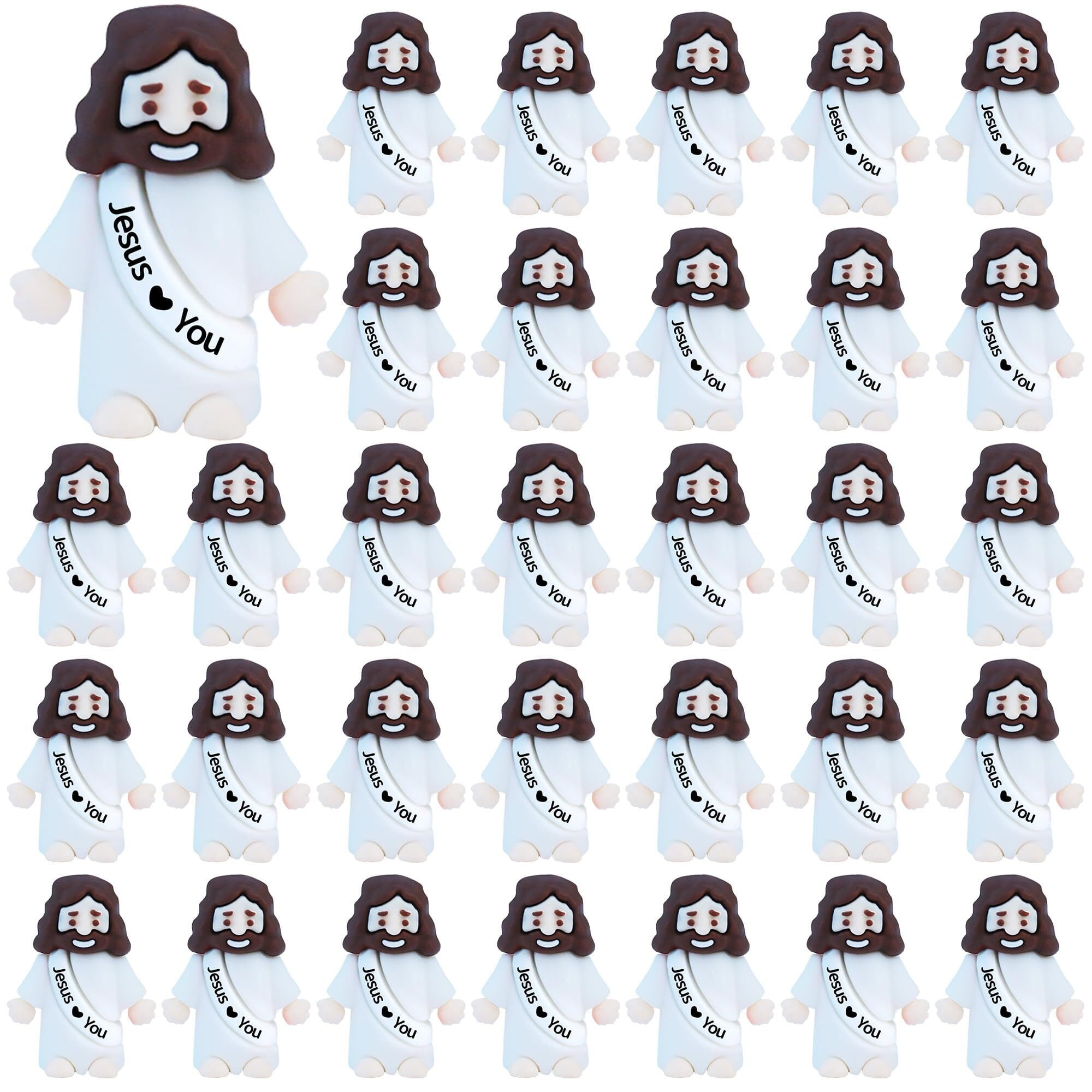 32 Pcs Little Jesus Figures Mini Rubber Jesus Toys Jesus Love You for ...