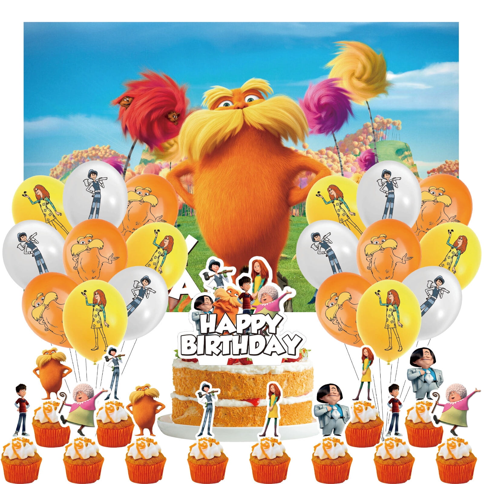 32 Pcs For The Lorax Cartoon-Themed Birthday Decorations and Party Favors Set – Includes ...