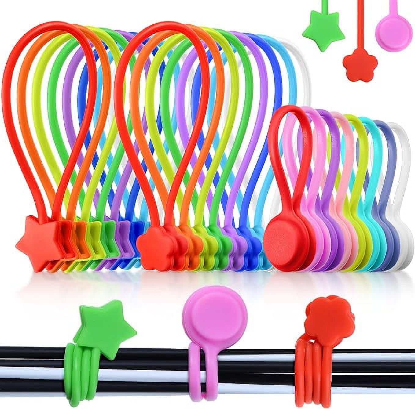 32 Pcs Magnetic Cable Ties Silicone Cable Management Ties Magnet Twist ...
