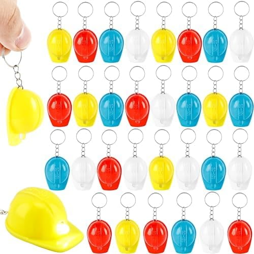 32 Pcs Mini Construction Hat Keychain Small Hard Hat Keychains Yellow ...