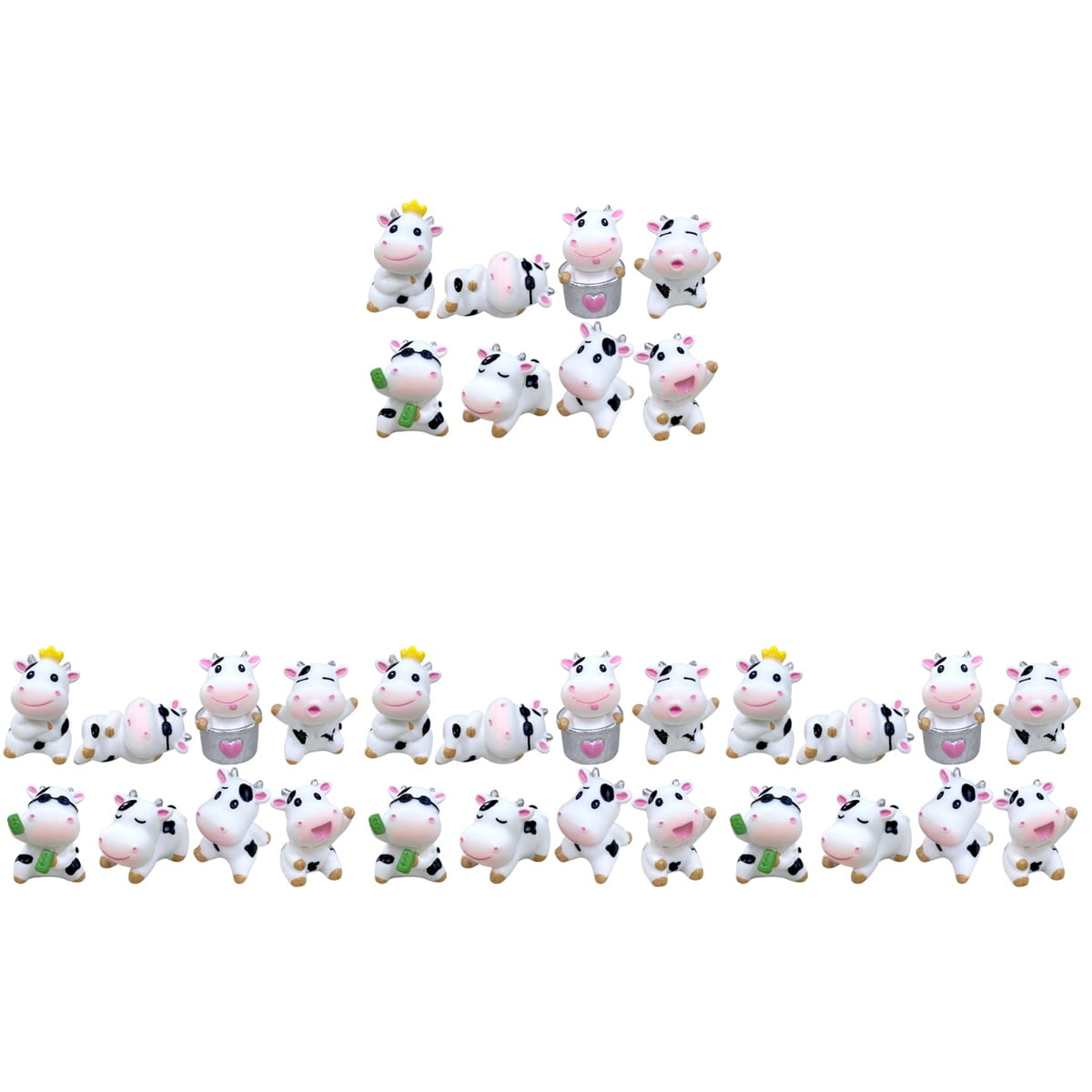 Qiysamall 32 Pcs Miniature Dairy Cow Figurines Portable Small Cow ...