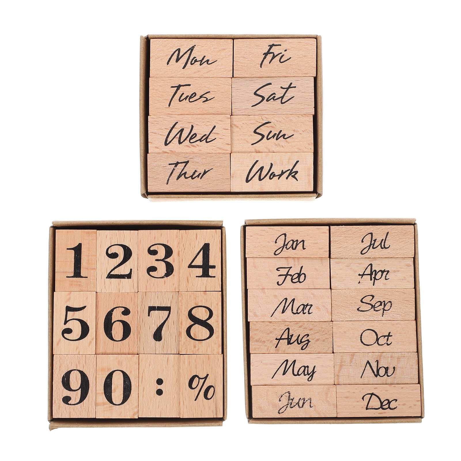 32 Pcs Months Stamps Wooden Date Dates Week Planner Baby Newborn ...