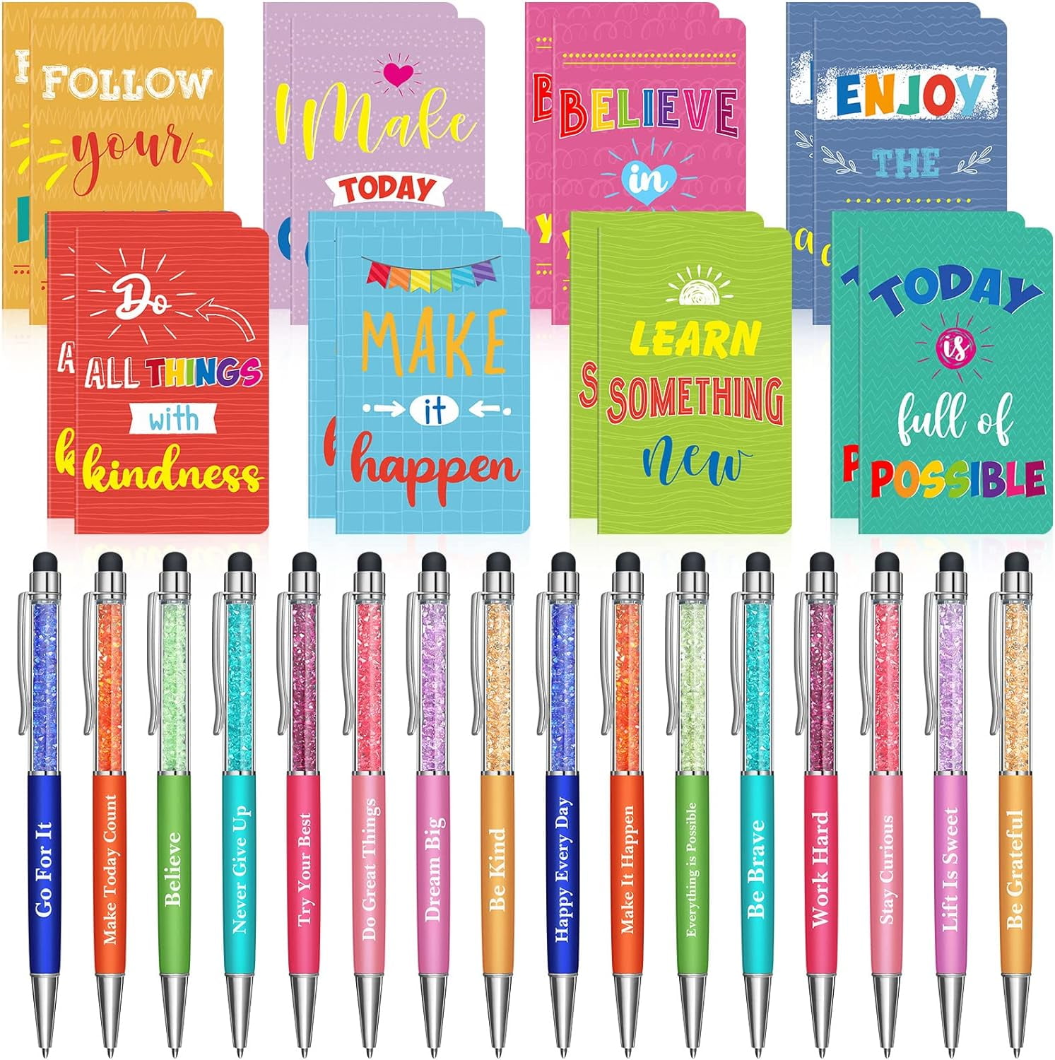 32 Pcs Motivational Quote Pens Inspirational Notepads Mini Motivational ...