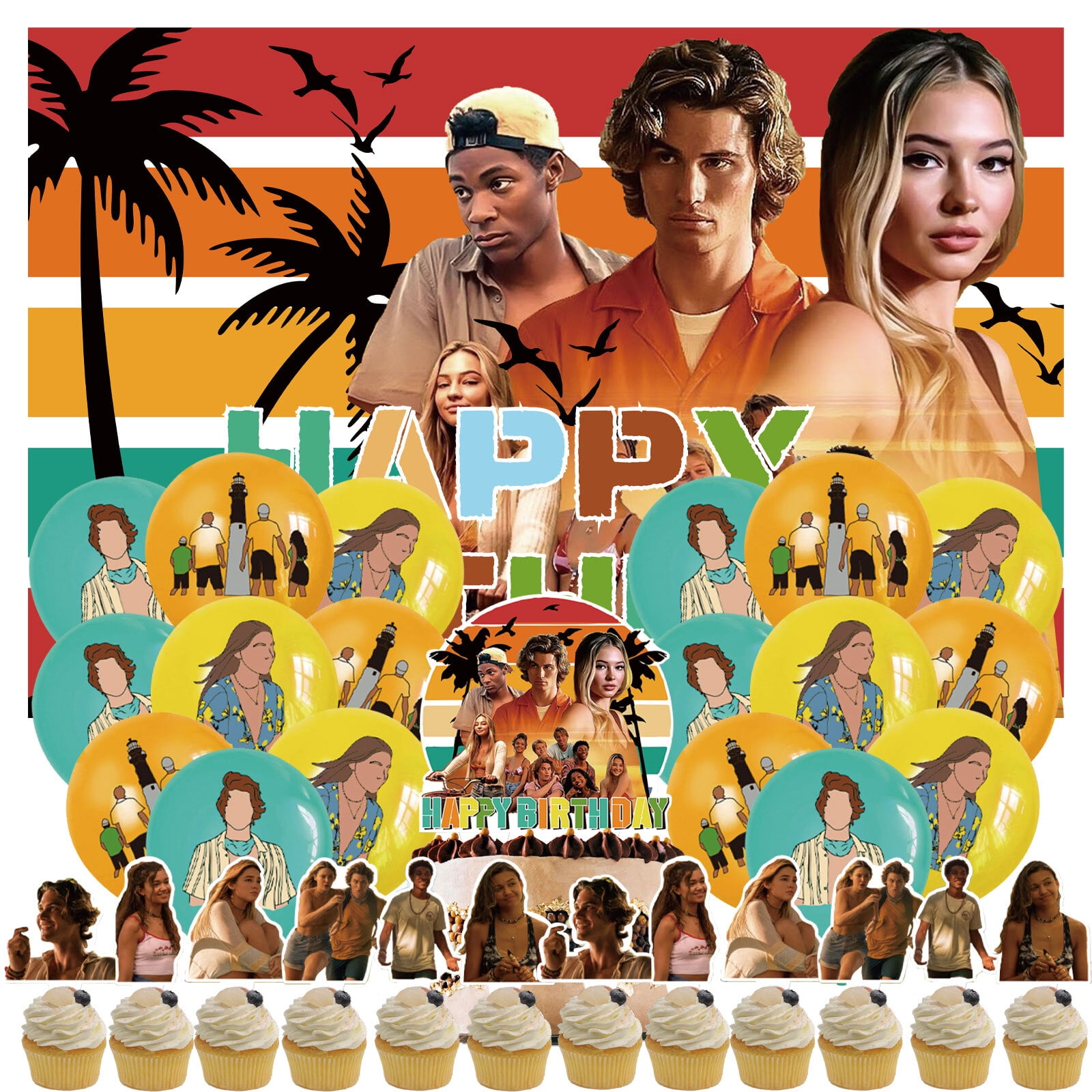 32 Pcs For Outer Banks Theme Party Decorations,With 5*3ft Birthday ...