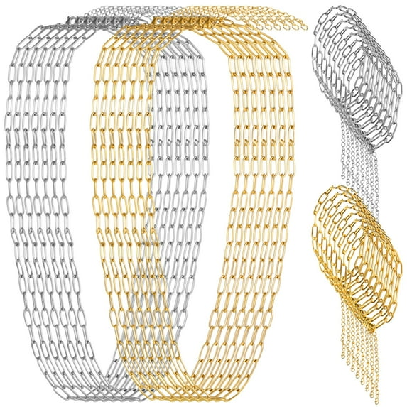32 Pcs Paperclip Chain Necklace Kit, Gold and Silver 18 in Necklaces ...
