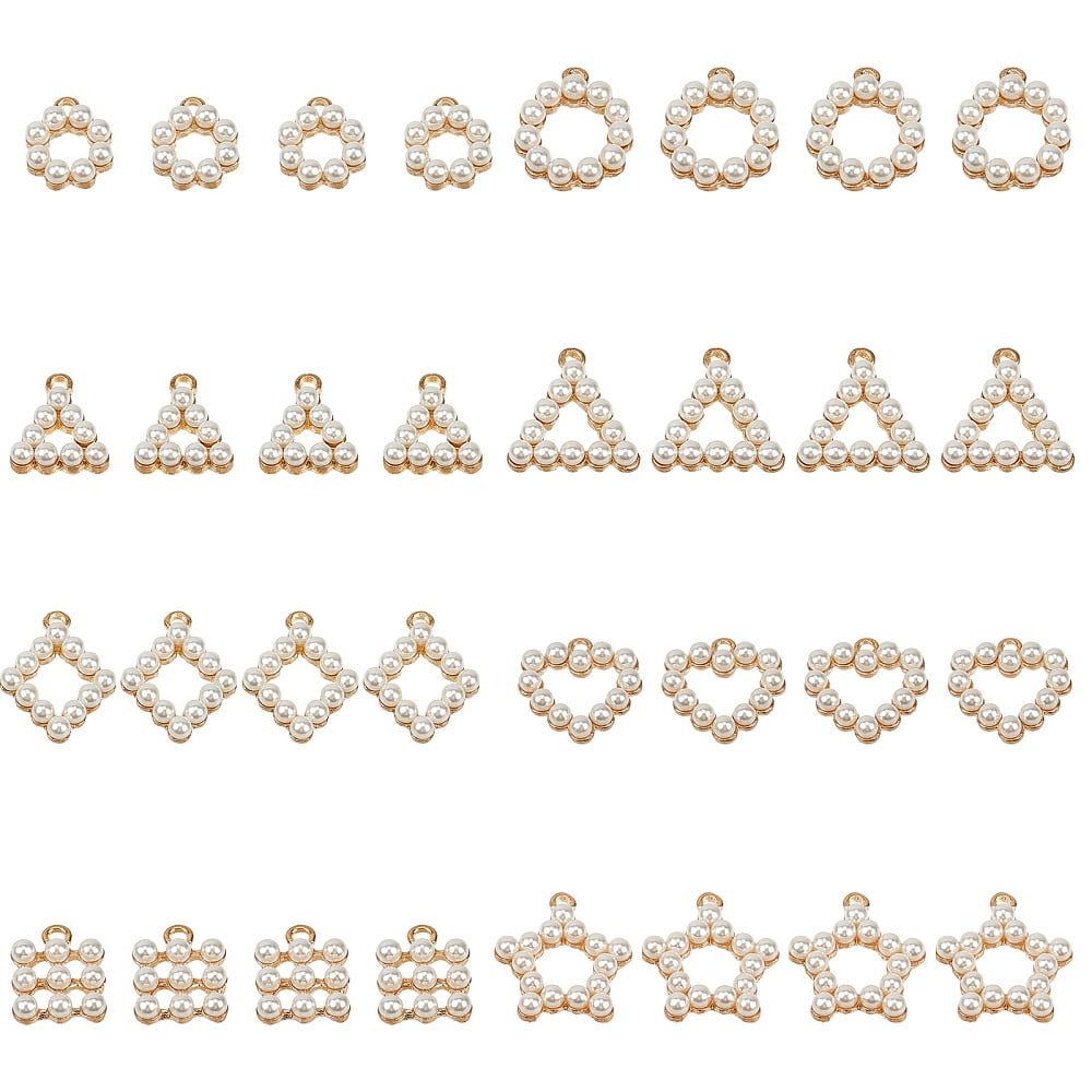 32 Pcs Pearl Beads Pendants Mixed Shapes Plastic Imitation Pearl Big ...