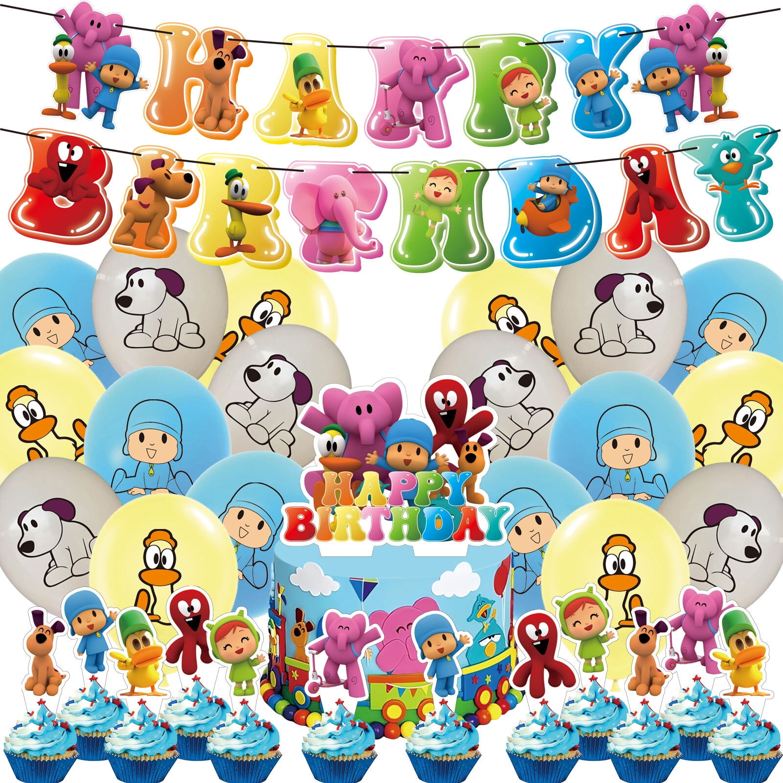 32 Pcs For Pocoyo Theme Birthday Party Decorations and Supplies Set ...