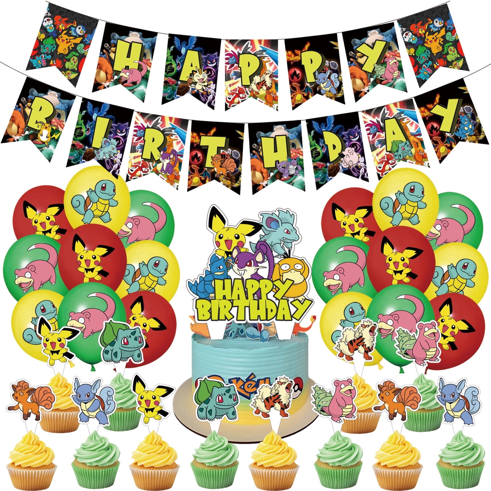 32 Pcs For Pokemon Cartoon For Pikachu Party Decoration Set,Party ...