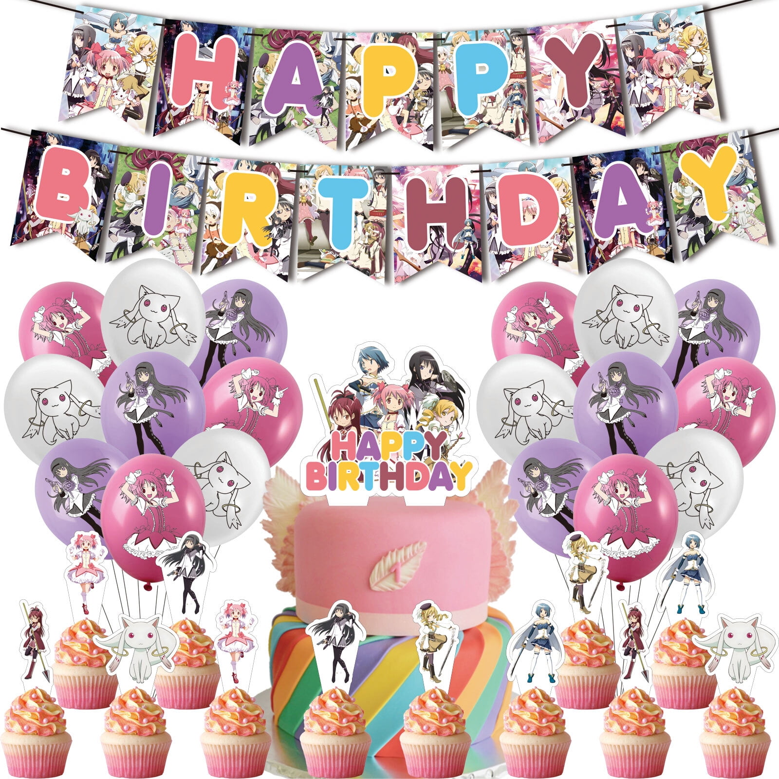 32 Pcs For Puella Magi Madoka Magica Theme Birthday Party Decorations ...