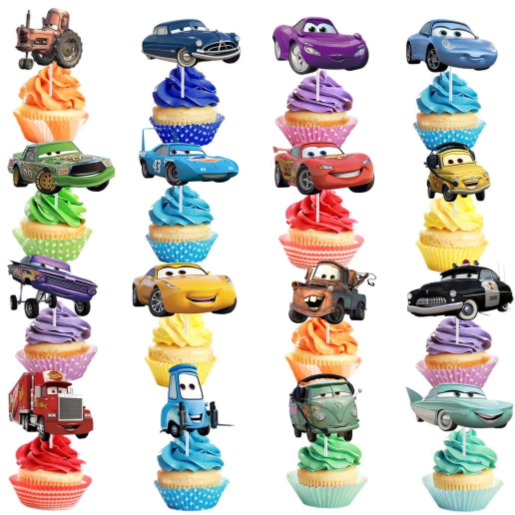 32 Pcs Racing Cupcake Toppers - SMRCartoon Cars Party Decorations Set ...
