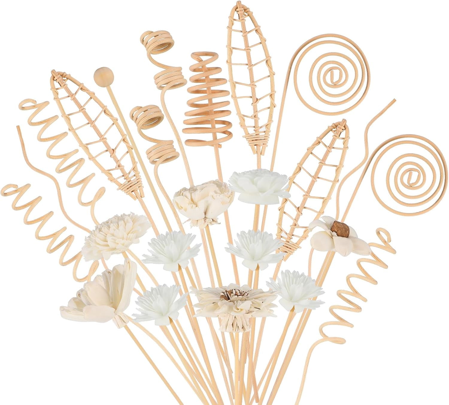 32 Pcs Reed Diffuser Sticks Set Include 21pcs Natural Rattan Wood Beads ...
