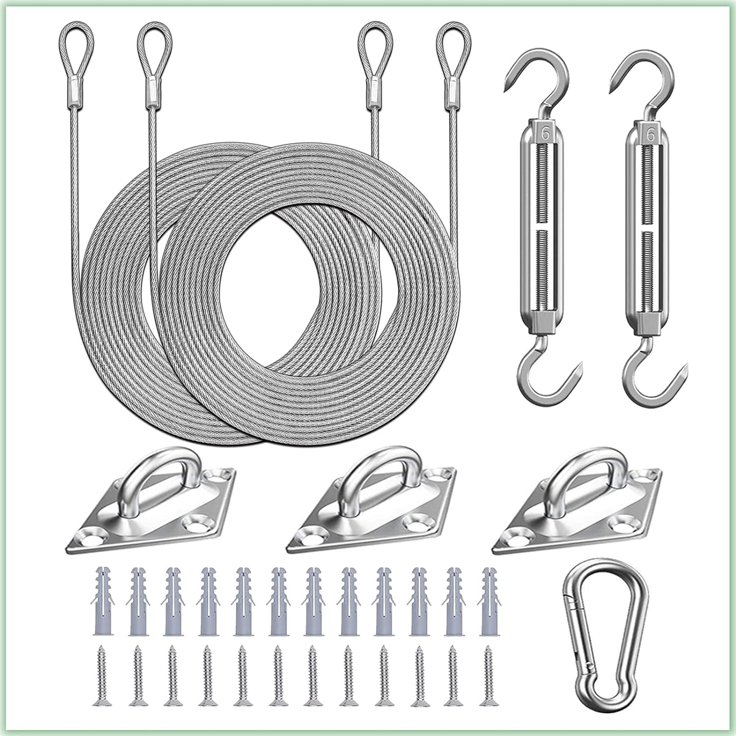 32 Pcs Shade Sail Hardware Kit with 304 Stainless Steel Wire Rope Cable ...