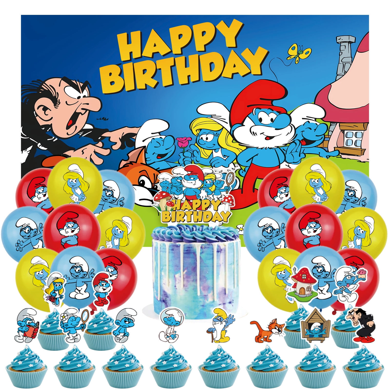 32 Pcs For The Smurfs Four Theme Birthday Party Supplies Party Favor ...