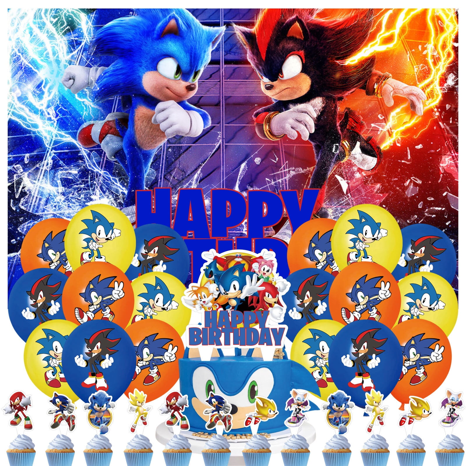32-Pcs For Sonic Cartoon For Season-Themed Party Decoration Set ...