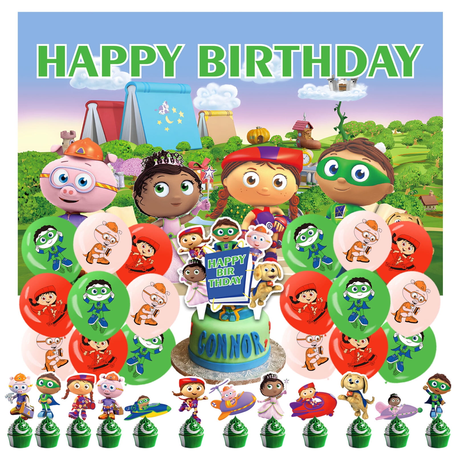32 Pcs For Super Why Theme Birthday Party Decoration Set - Includes ...