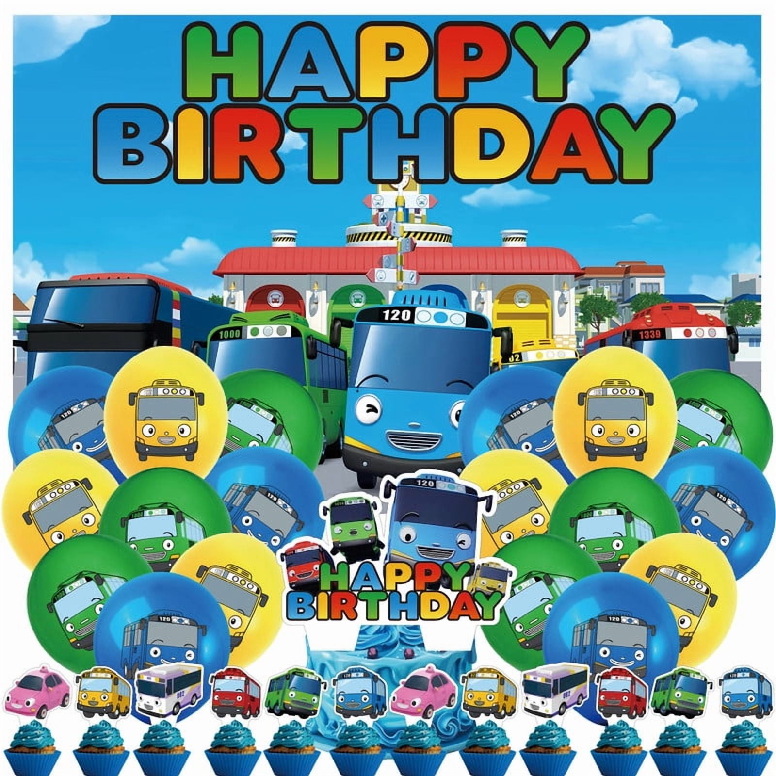 32 Pcs For Tayo the Little Bus Theme Birthday Party Decorations and ...