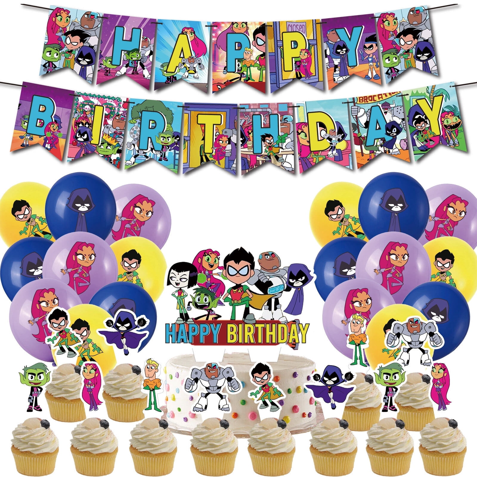 32 Pcs For Teen Titans Theme Birthday Party Decoration Set,Includes ...