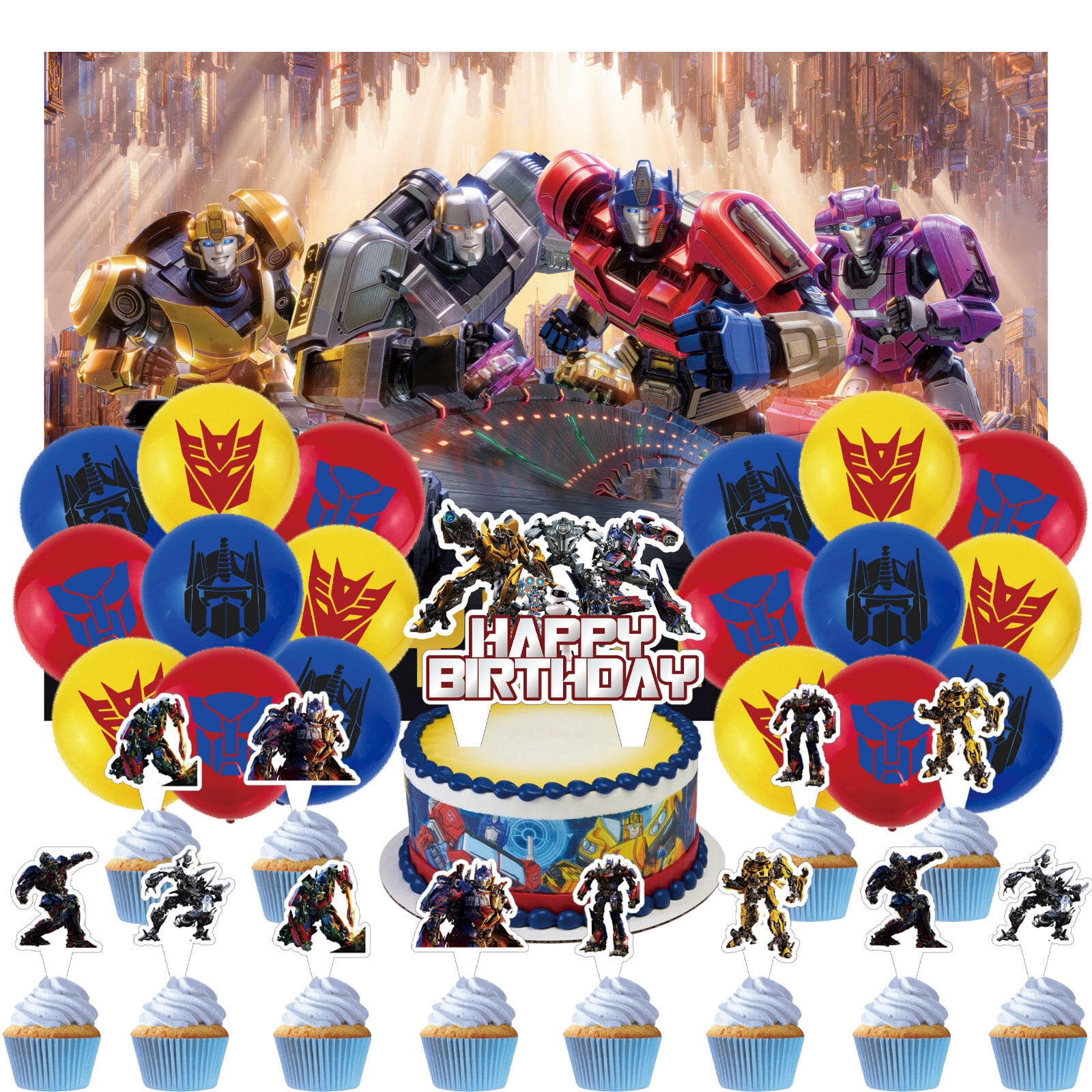32 Pcs For Transformers Theme Birthday Party Decoration Set - Includes ...