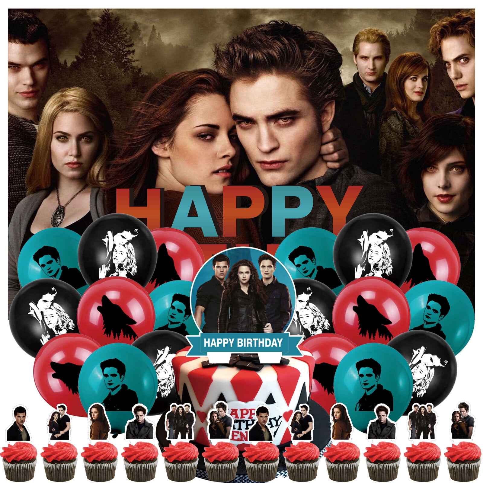 32 Pcs For Twilight Saga Theme Party Decorations,With 5*3ft Birthday ...