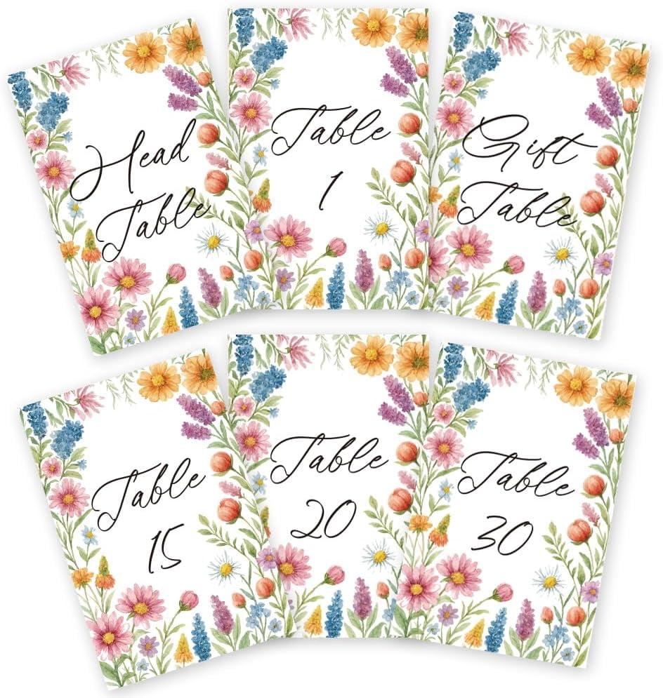 32 Pcs Wedding Table Numbers Cards 1-30 Daisy Border Double Sided ...
