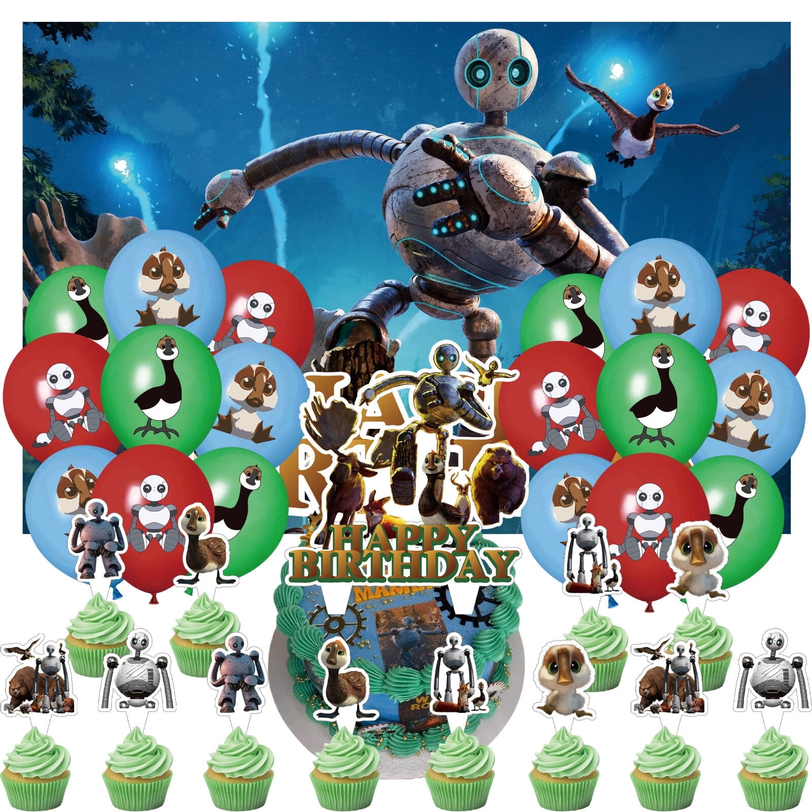 32 Pcs For The Wild Robot Cartoon-Themed Party Decorations and Favors ...
