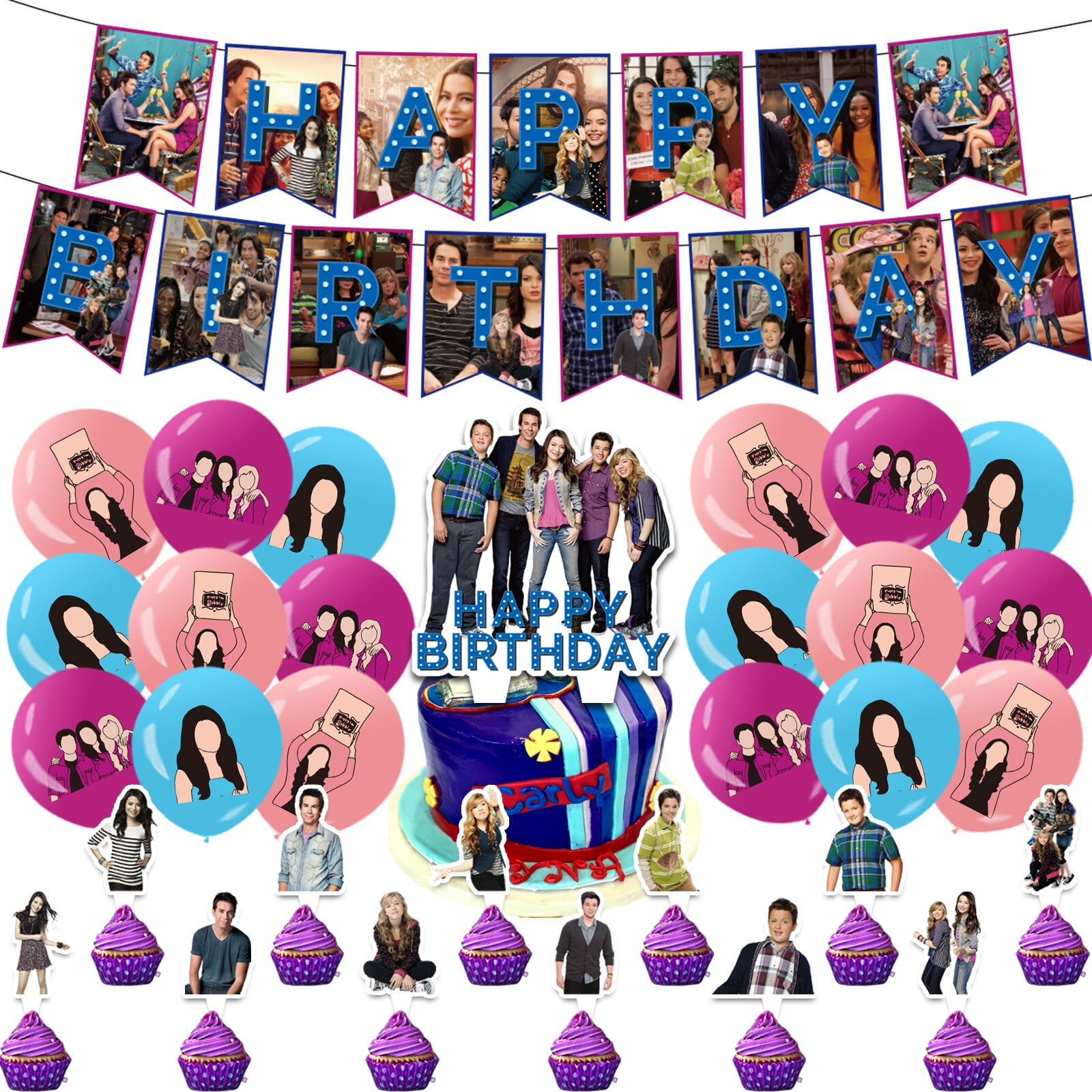 32 Pcs For iCarly Cartoon - Party Decoration Kit – Includes Banner ...