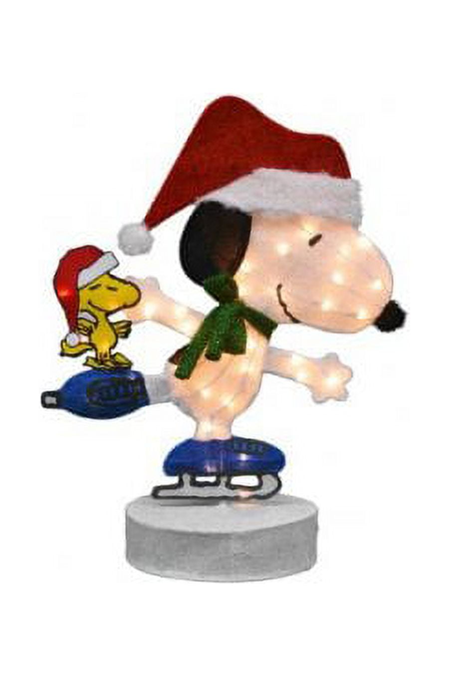 32" Peanuts 2D Pre-Lit Motorized Yard Art Décor Skating Snoopy with 35 ...