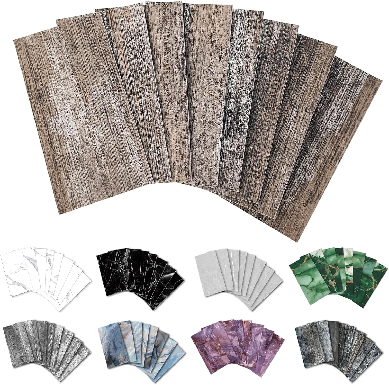 32- Peel and Backsplash Wall Tile, 4"" PVC Distressed Rustic Tan Tiles ...