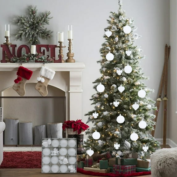 32-Piece 2.4IN Special Shaped Flocking Christmas Balls Decorative ...