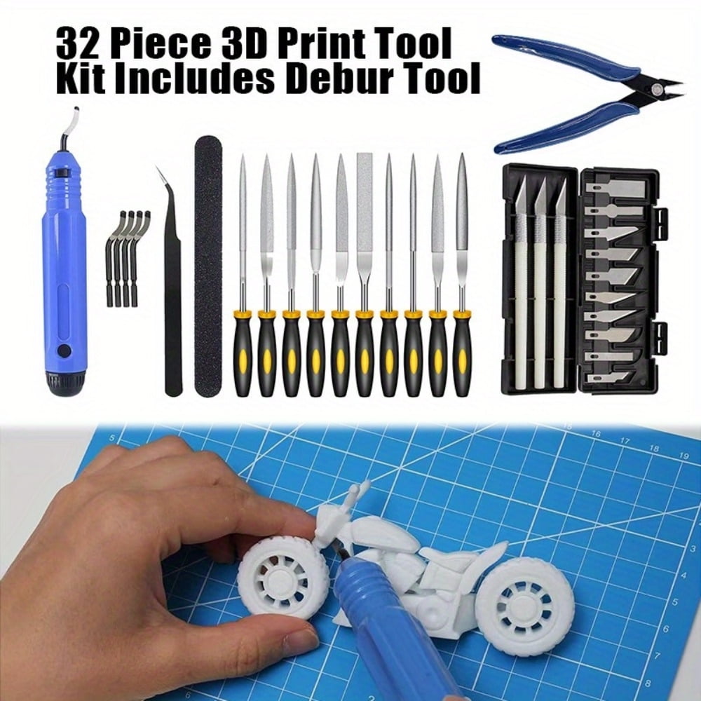 32 Piece 3D Print Tool Kit Includes Debur Tool, Cleaning, Finishing and ...