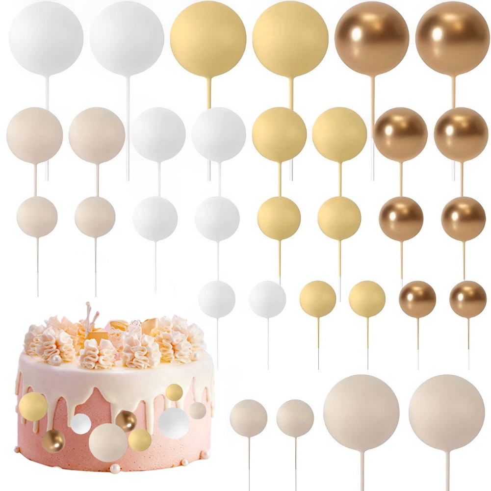 32-Piece Ball Cake Topper Decorations Mini Foam Ball Cake Topper Sticks ...